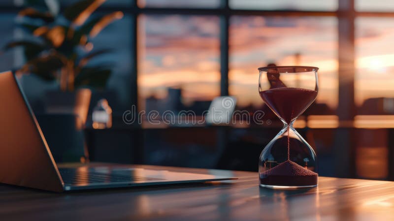 The Hourglass on Office Desk.AI Generated Image Stock Image - Image of ...