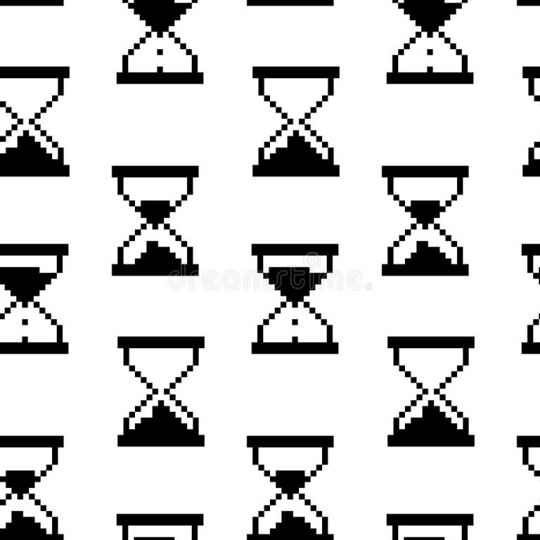 The Hourglass Pattern in Pixels. the Icon of a Pixel Clock Made of Sand ...