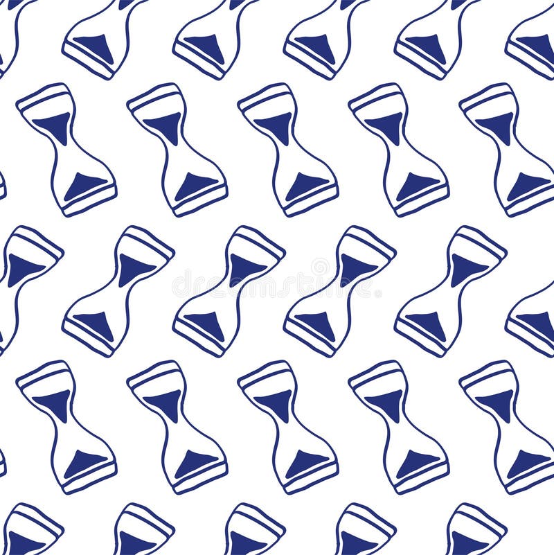 Hourglass Pattern and Scribble Sketch. Time. Hand Drawn Blue Pen or Marker Drawing Stock Vector ...