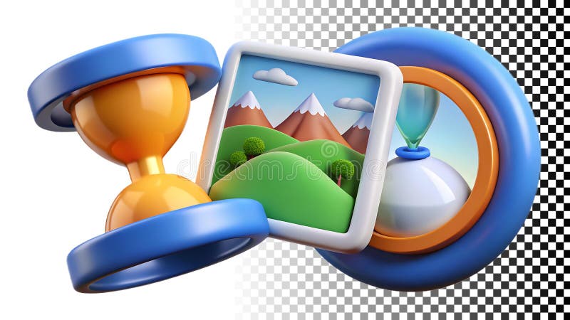 Hourglass with Picture, Time and Memory Concept Png Transparent Image ...