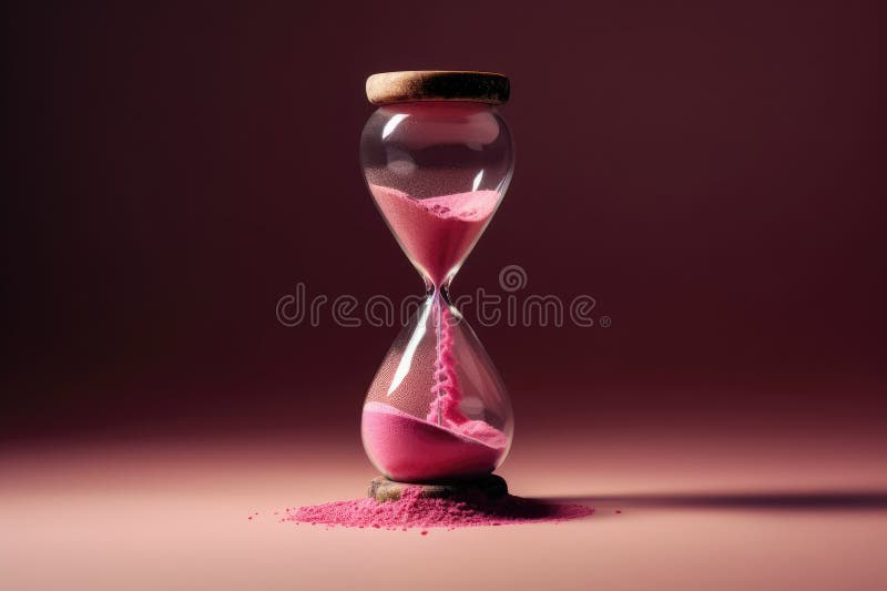 An Hourglass with Pink Sand Inside. Generative AI Stock Illustration ...