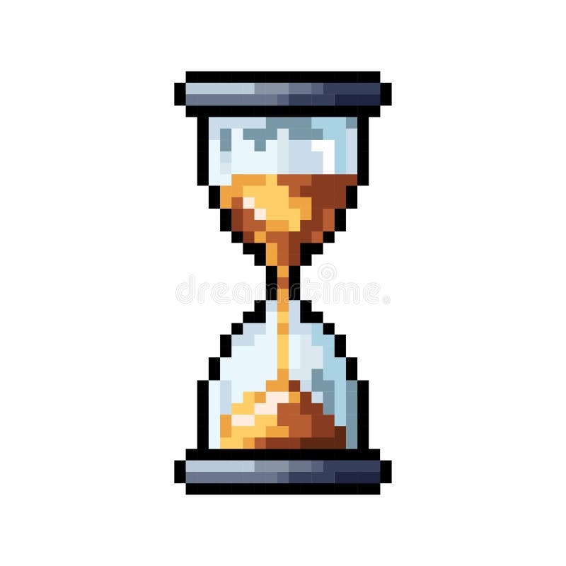 Hourglass Pixel Icon. Gaming 8 Bit Clock Icon on White Style. Arcade ...