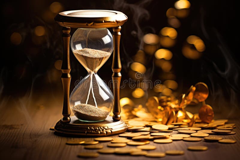 An Hourglass Placed on a Stack of Gold Coins, Representing the ...