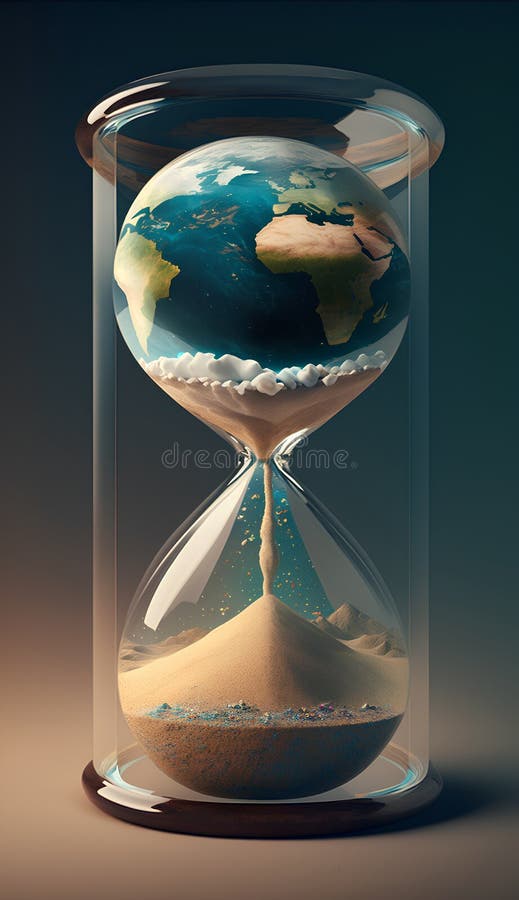 Hourglass with Planet Earth Inside, 3d Render, Toned Image Stock ...