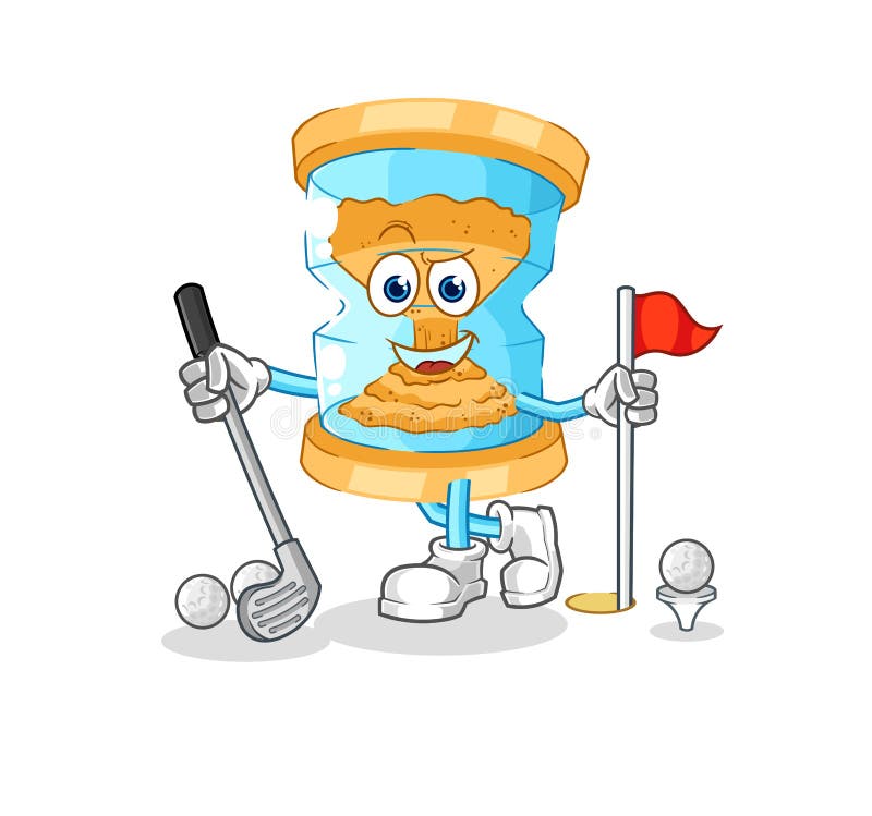 Hourglass Playing Golf Vector. Cartoon Character Stock Vector ...