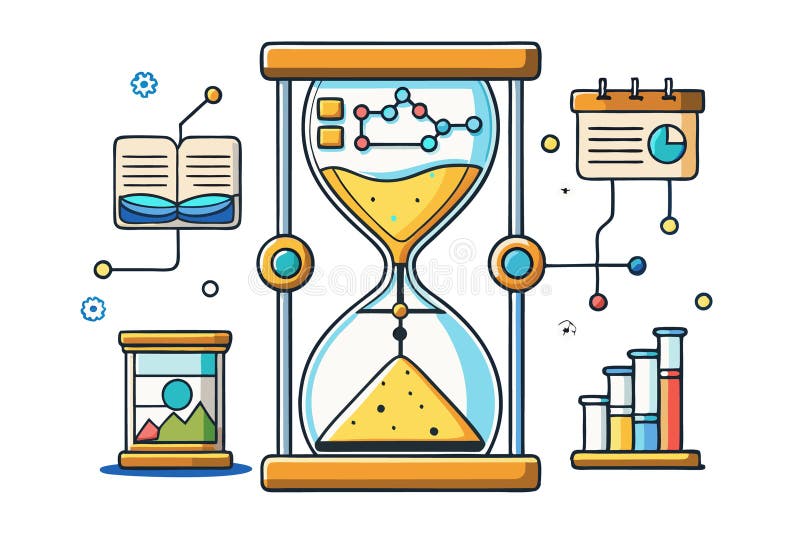 Hourglass with Predictive Algorithm Symbols, Representing Time ...