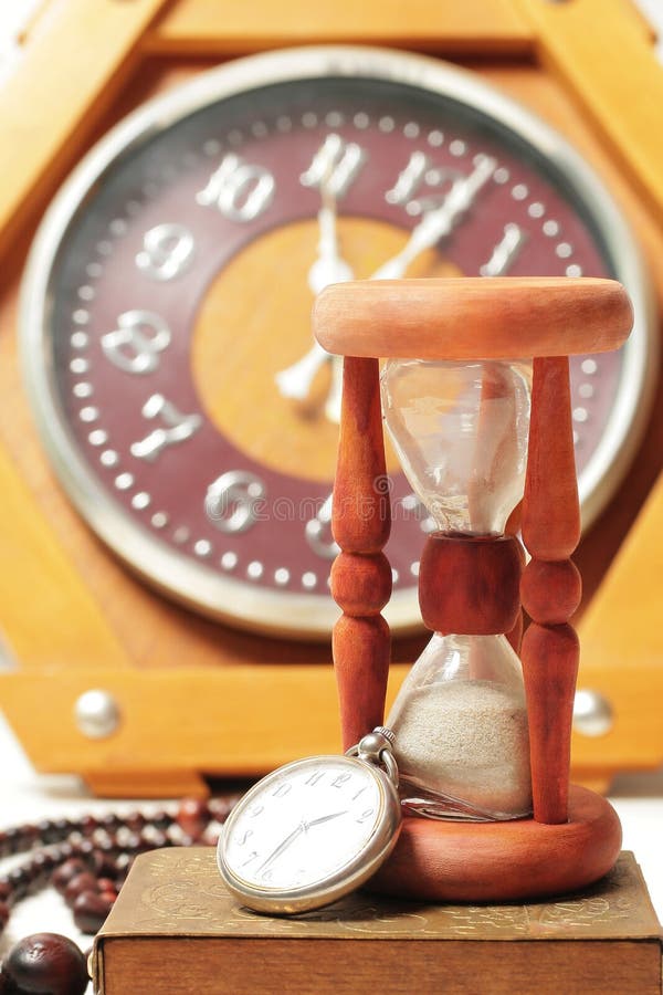 Hourglass and Retro Vintage Clock Stock Image - Image of antiquarian ...