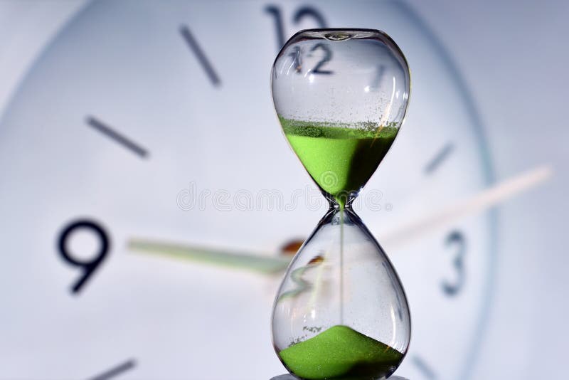 Hourglass and Round Clock Measuring Time Stock Image - Image of fecha ...