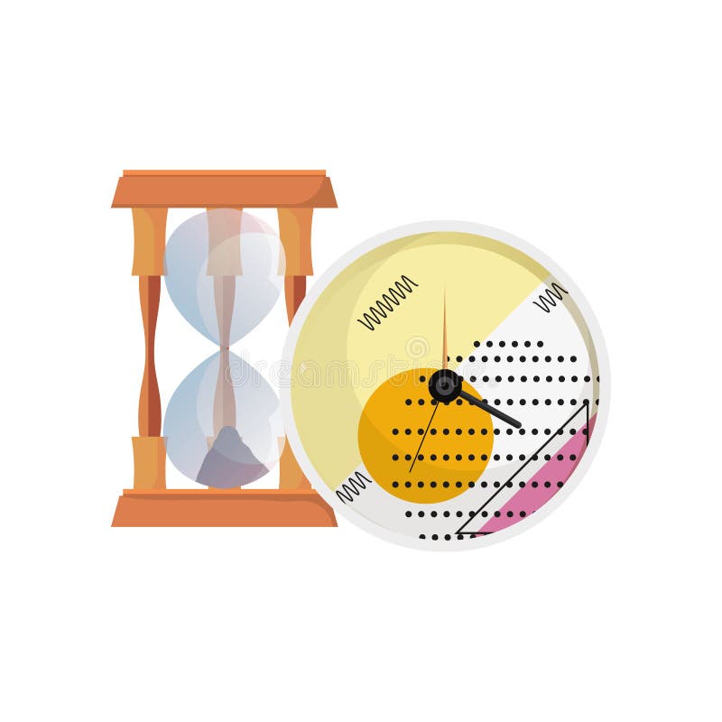 Hourglass and Round Clock Time Stock Vector - Illustration of isolated ...