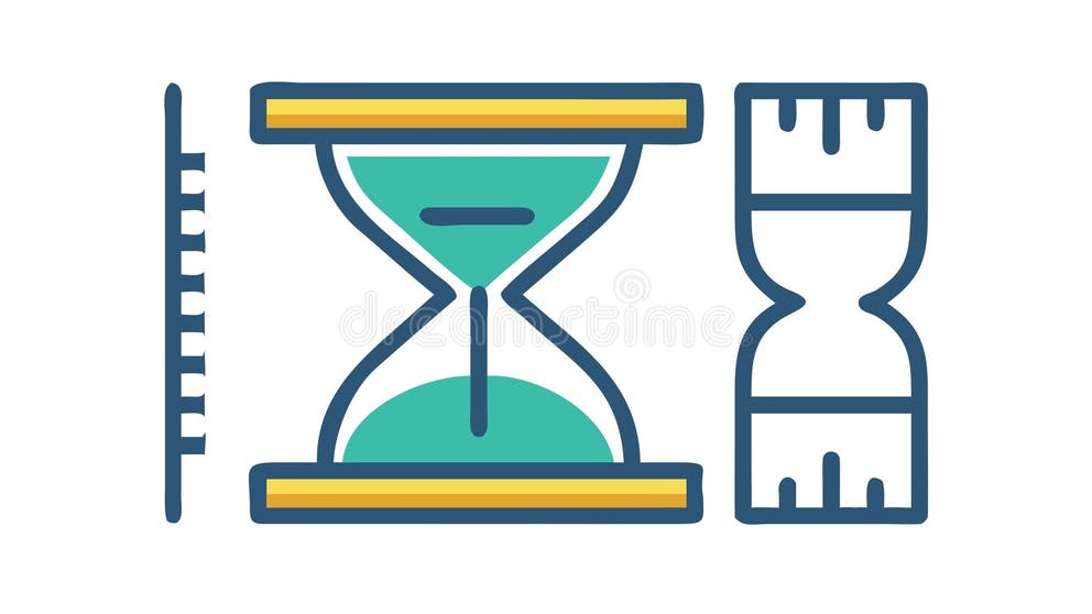 Hourglass with Ruler Measured Time Precision Planning, Vector Design ...