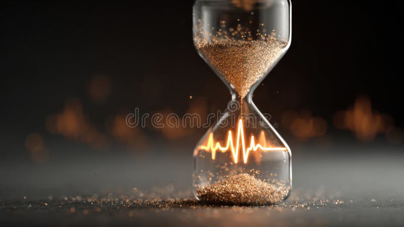 Hourglass Running Out Symbolizes Time, Heartbeat, and Urgency in a ...