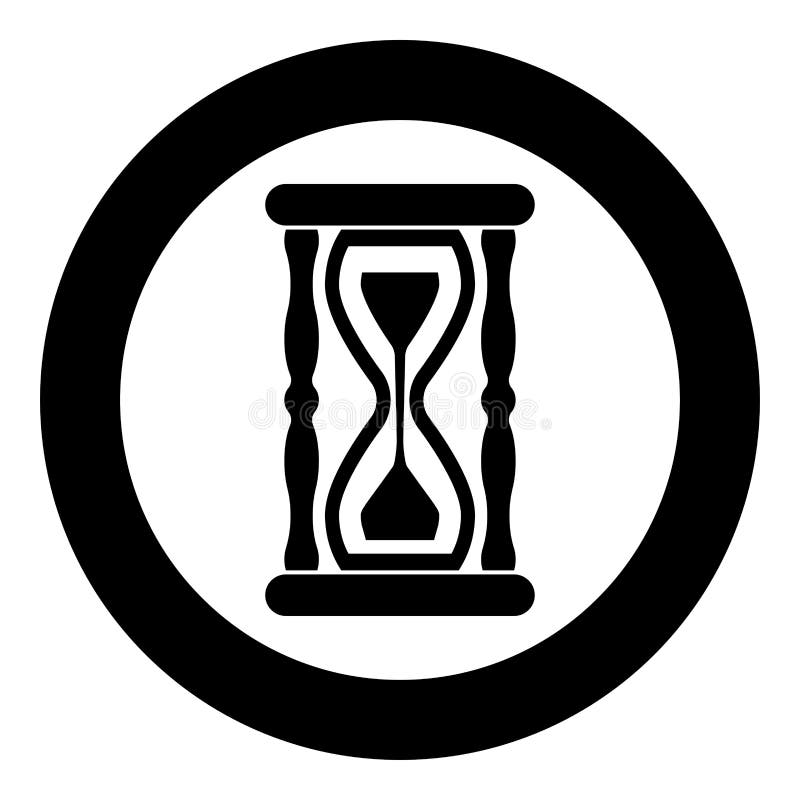 Hourglass Sand Clock Icon in Circle Round Black Color Vector Illustration Flat Style Image Stock ...