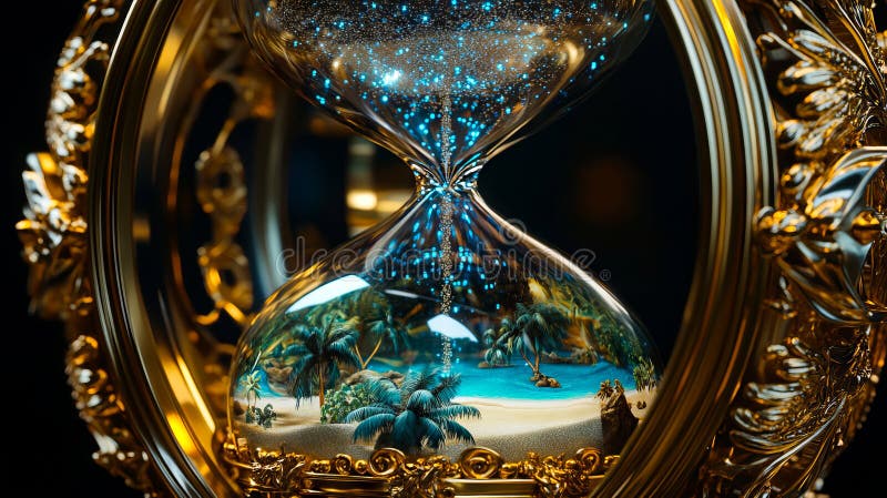 An Hourglass with Sand and Palm Trees Inside Stock Image - Image of ...