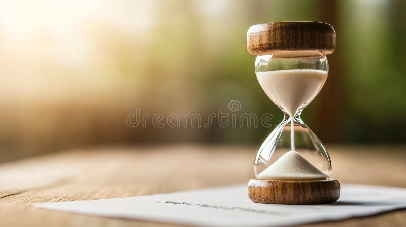 Hourglass with Sand Running Low Placed beside a Document Marked ...