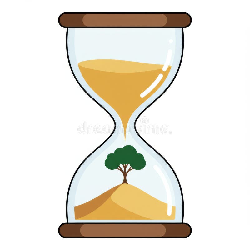 Hourglass with Sand and a Small Tree Stock Illustration - Illustration ...
