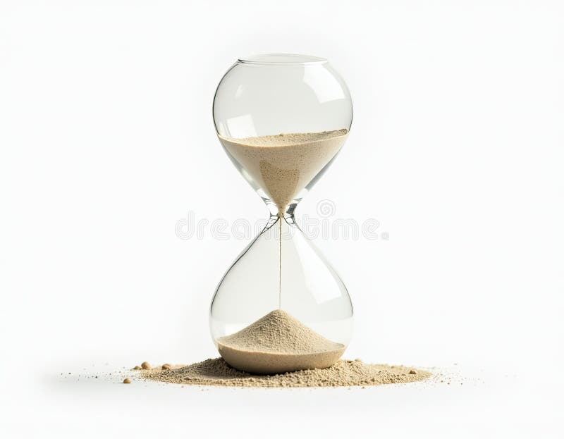 Hourglass Sand Timer Running Out of Time Isolated on White Background ...
