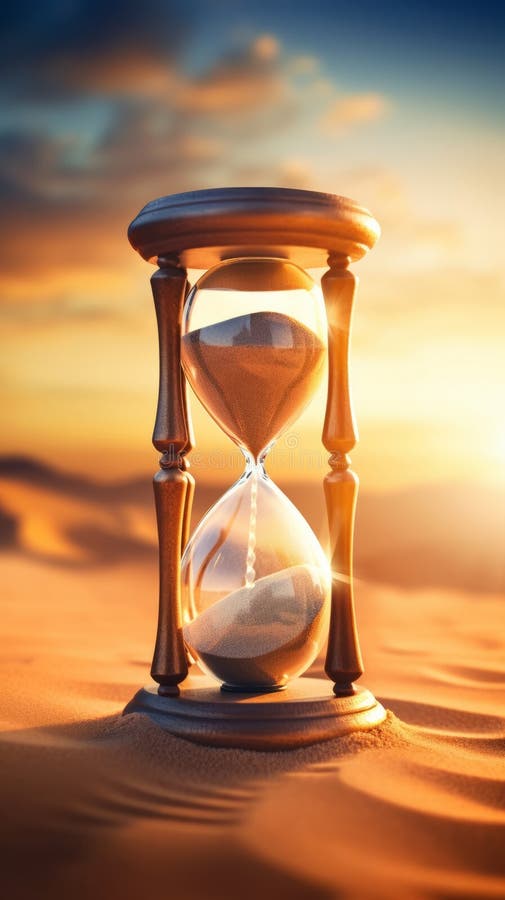 An Hourglass on a Sandy Beach, Capturing the Passing of Time Stock ...