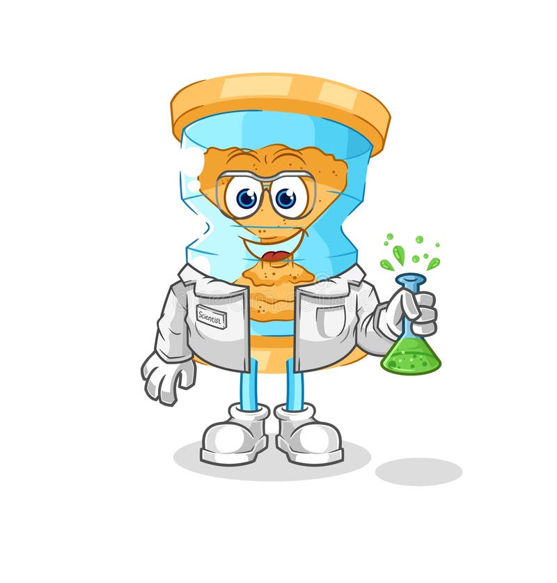 Hourglass Scientist Character. Cartoon Mascot Vector Stock Vector ...