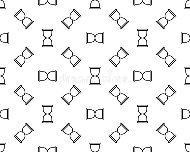 Hourglass Seamless Pattern Background on White. Sand Clock Pattern Icon ...