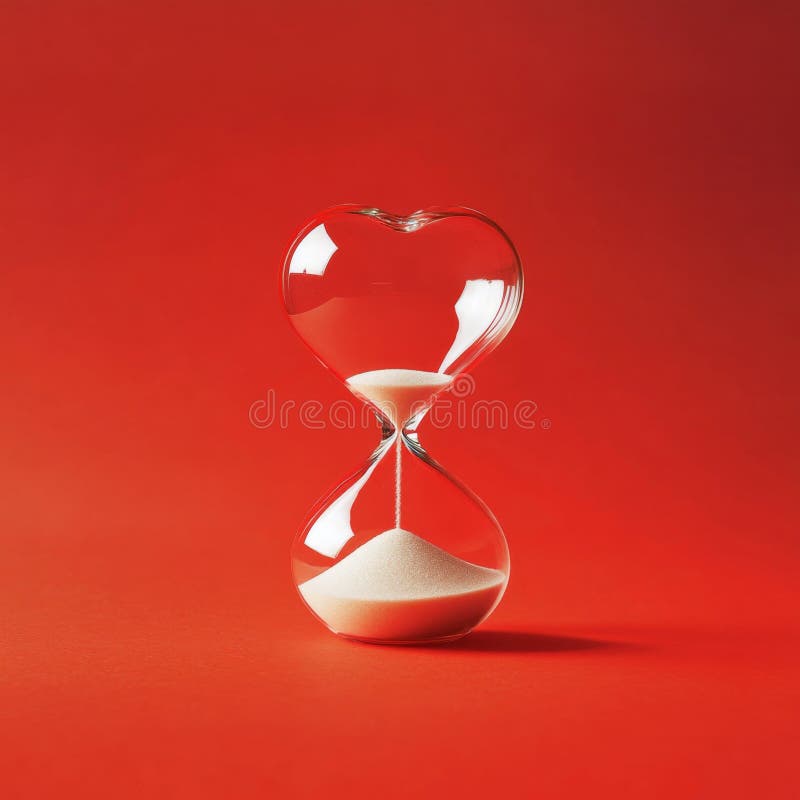 Heart-shaped Hourglass with Clear Sand Against a Red Gradient ...