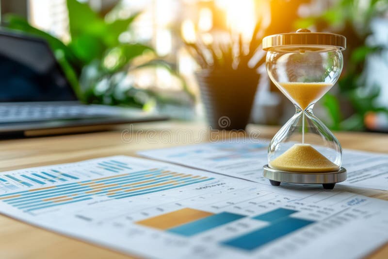 Hourglass is Showing Passing Time during a Financial Analysis with ...