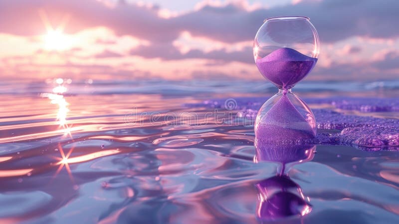 Hourglass Sitting on Top of Water Stock Photo - Image of flow, clock ...