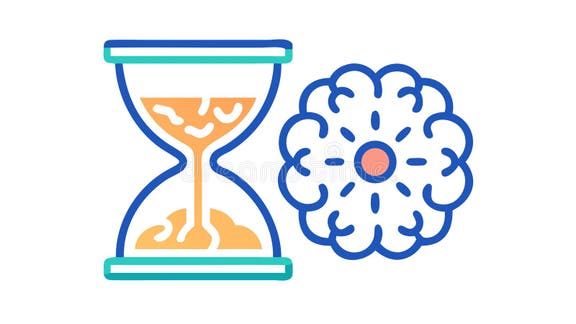 Hourglass & Smart Brain Icon: Efficient Thinking & Progress, Vector ...