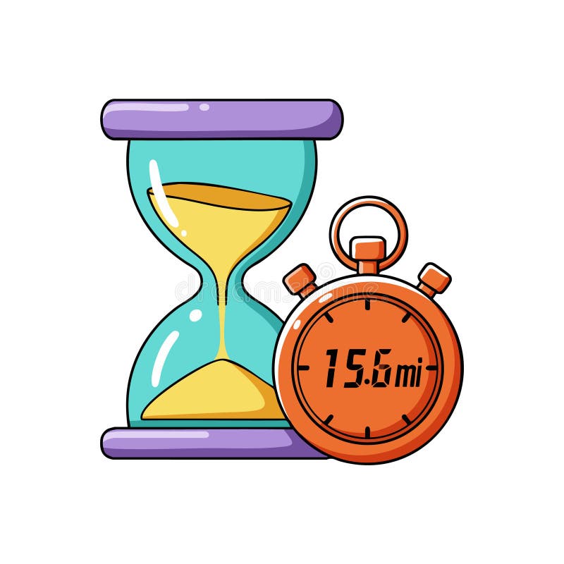 Hourglass and Stopwatch Measuring Time with Digital Display and Sand ...