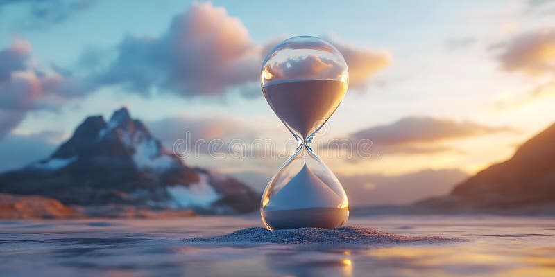 Hourglass Sunset Time Nature Digital Art Background Wallpaper Stock ...