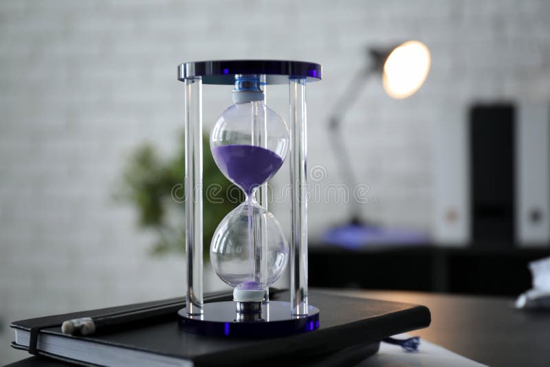 Hourglass on Table. Time Management Concept Stock Image - Image of ...