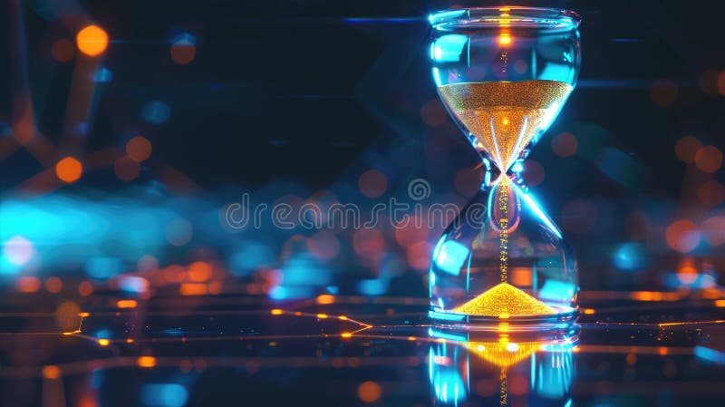 Hourglass of Time for Managing Time and Space. Magical Glow Effect ...