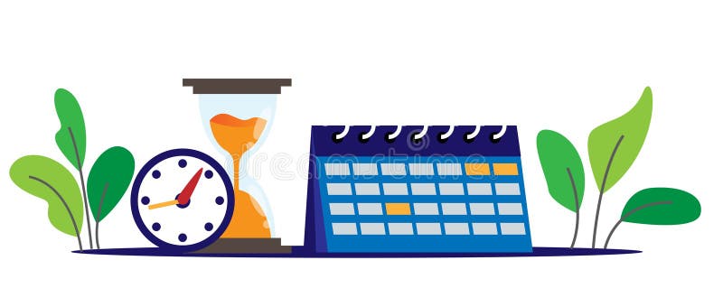 Hourglass Timer and Calendar for Time Management Stock Vector ...