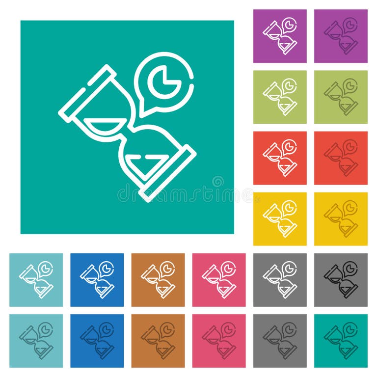 Hourglass Timer Outline Square Flat Multi Colored Icons Stock Vector ...