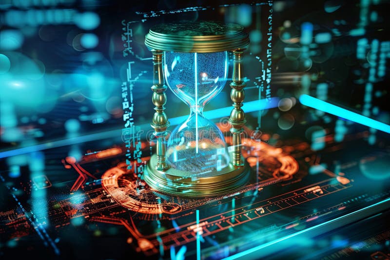 Hourglass on Top of a Computer Screen Stock Image - Image of office ...