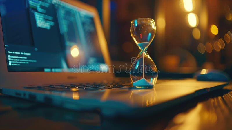 Hourglass on Top of a Laptop, Suitable for Time Management Concepts ...