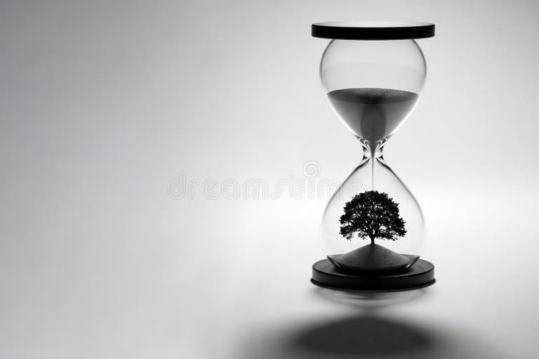 An Hourglass with a Tree Inside. Space for Text. Stock Photo - Image of ...