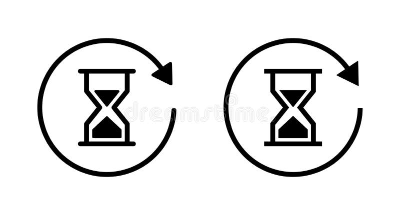 Hourglass Vector Icon. Sand Clock Symbol with Round Arrows. Time Flow ...