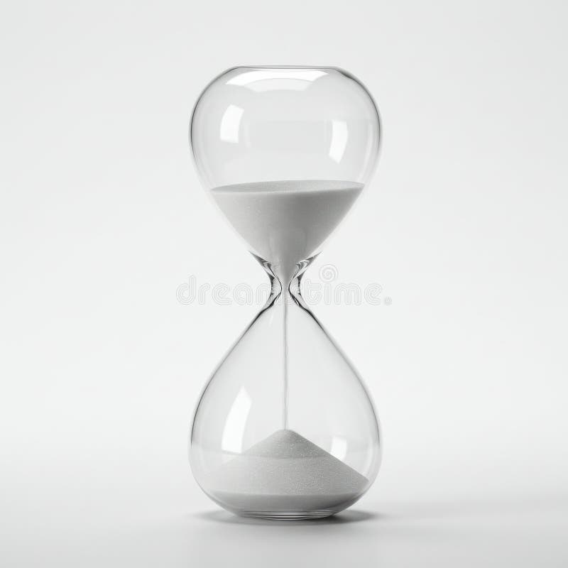 Hourglass with White Sand Isolated on White Background. Concept of Time ...