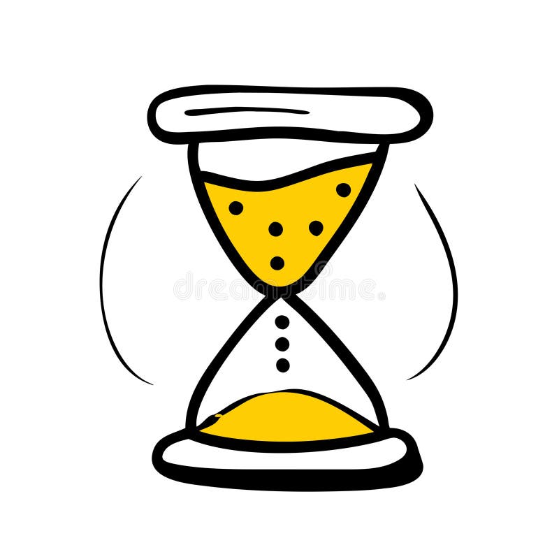 An Hourglass with Yellow Sand and Black Outlines Stock Image ...