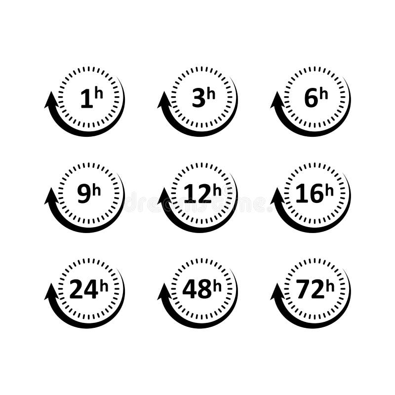 Hourly Time Intervals Icons Set. Vector EPS 10 Stock Vector ...