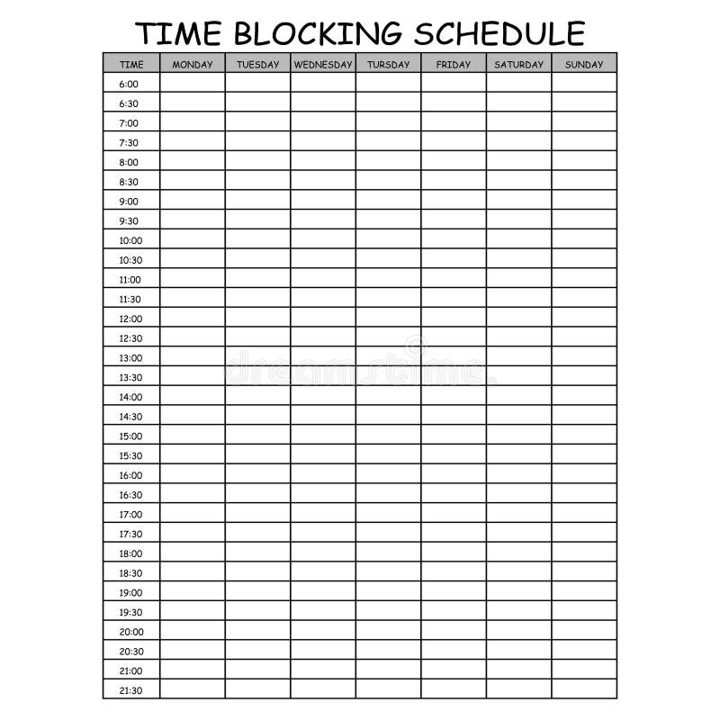 24 Hourly Weekly Schedule - Monday Start. Mockup for daily Scheduling ...