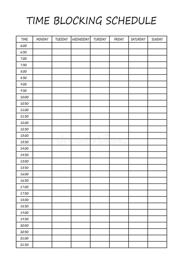 24 Hourly Weekly Schedule - Monday Start. Mockup for daily Scheduling ...