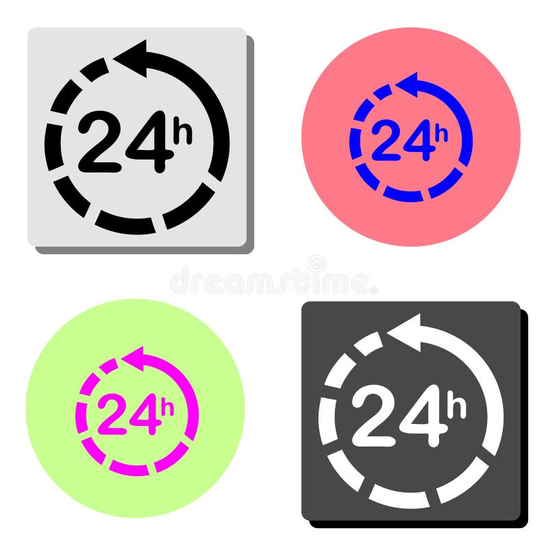 24 Hours , Around the Clock Line Icon, Filled Outline Vector Sign ...