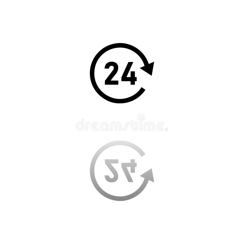 24 Hours Available Icon Flat Stock Illustration - Illustration of clock ...