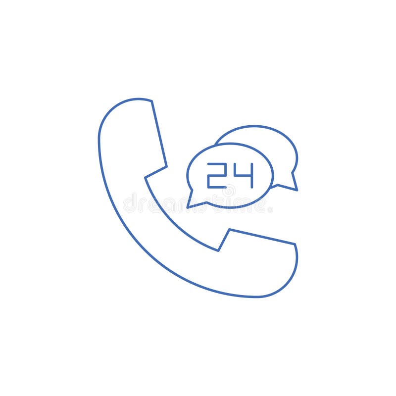 24 Hours Call Service Icon Vector Stock Vector - Illustration of ...