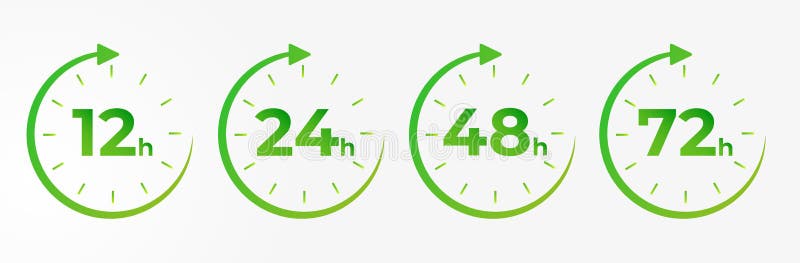 12, 24, 48, 72 Hours Clock Arrow Stock Illustration - Illustration of ...