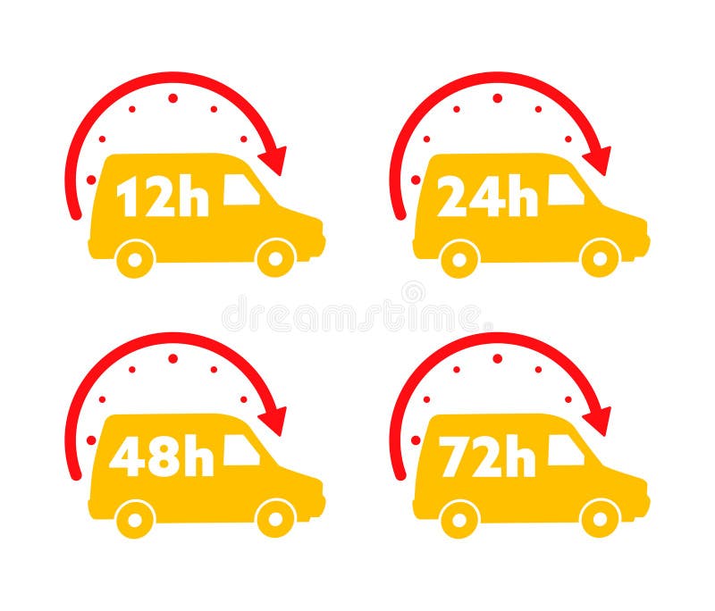 12, 24, 36, 48 and 72 Hours Clock Arrow. Working and Delivery Service ...