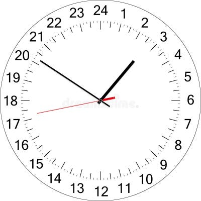 24 Hours Clock Dial. Vector Illustration Stock Vector - Illustration of ...