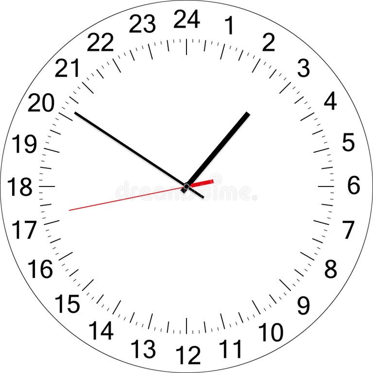 24 Hours Clock Dial. Vector Illustration Stock Vector - Illustration of ...
