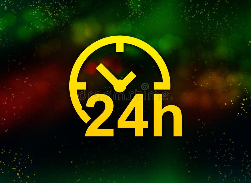 24 Hours Clock Icon Abstract Bokeh Dark Background Stock Photo - Image ...